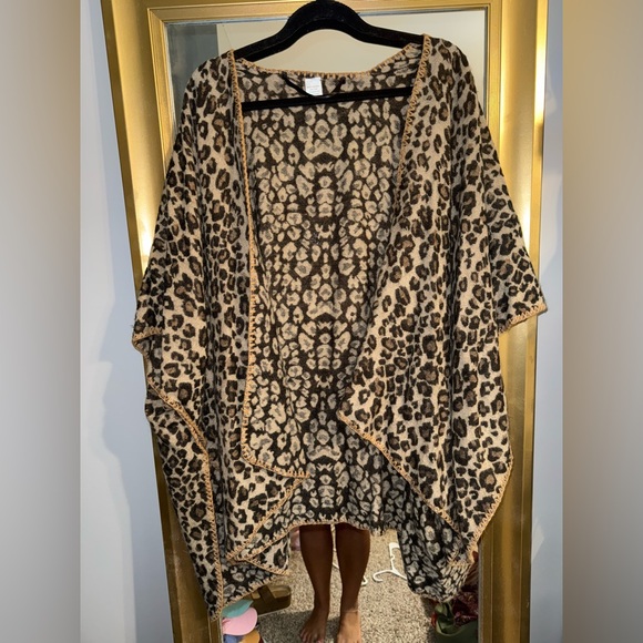 Sweaters | Leopard Print Open Front Poncho | Poshmark